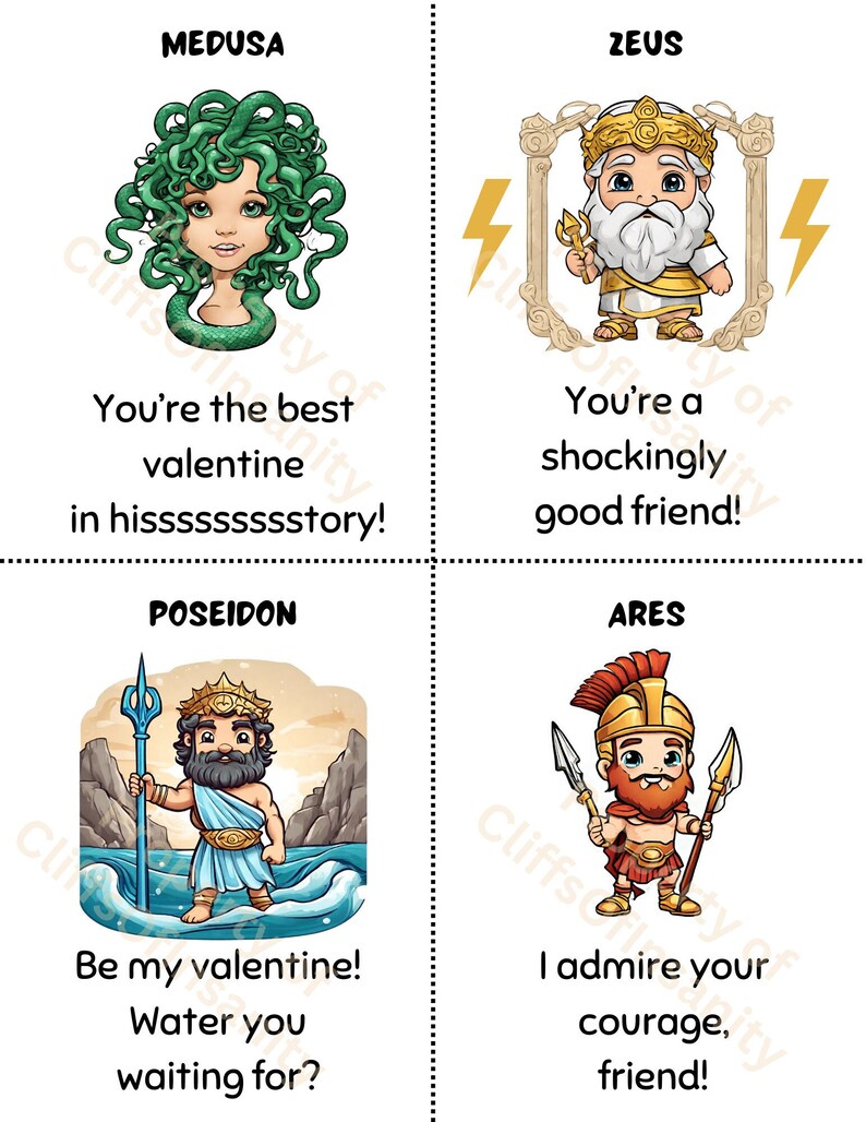 Greek Mythology Valentines for Kids - Etsy