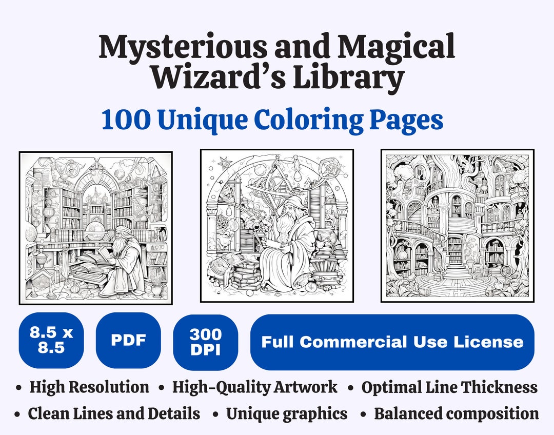 100 Adult and Teen Coloring Pages About Mysterious and Magical Wizard's ...