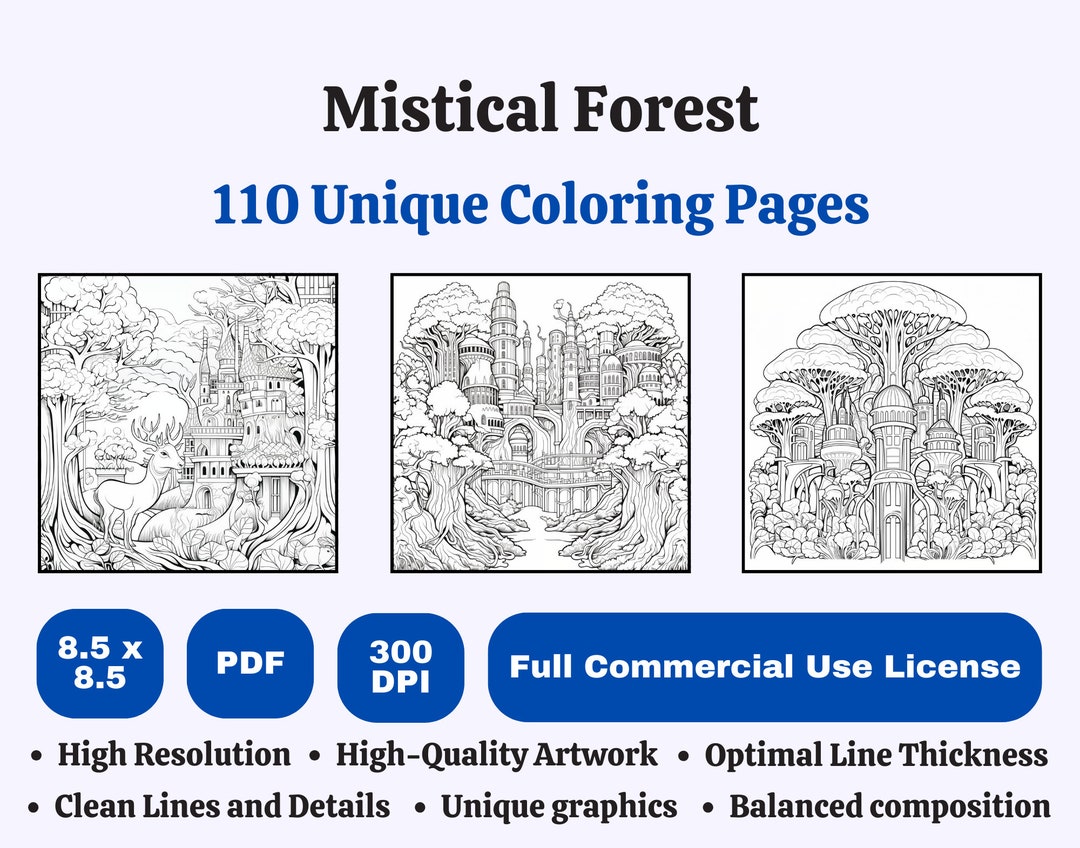 110 Mystical Forest Magic Coloring Pages for KDP or for Home Unique ...