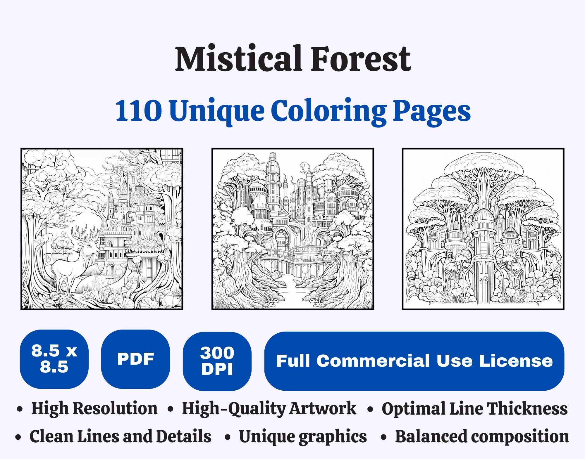 110 Mystical Forest Magic Coloring Pages for KDP or for Home Unique ...