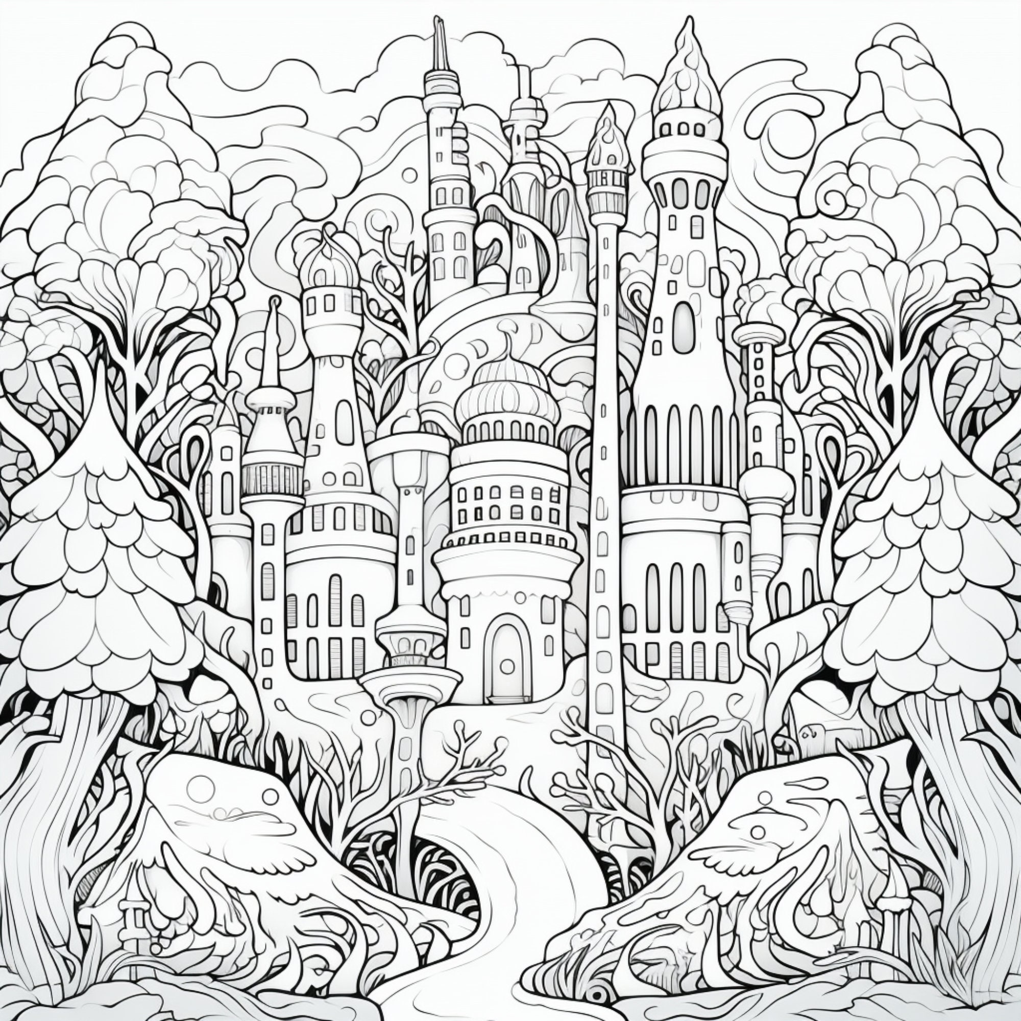 110 Mystical Forest Magic Coloring Pages for KDP or for Home Unique ...