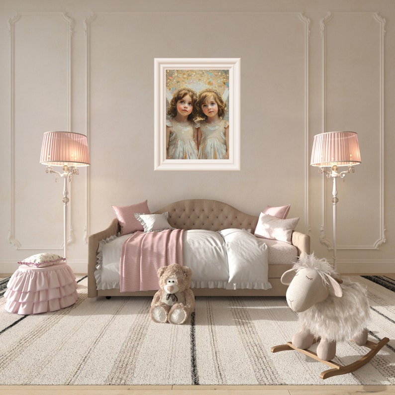 Printable Sheet of a Couple of Angels With Wings. Realistic Image, With ...