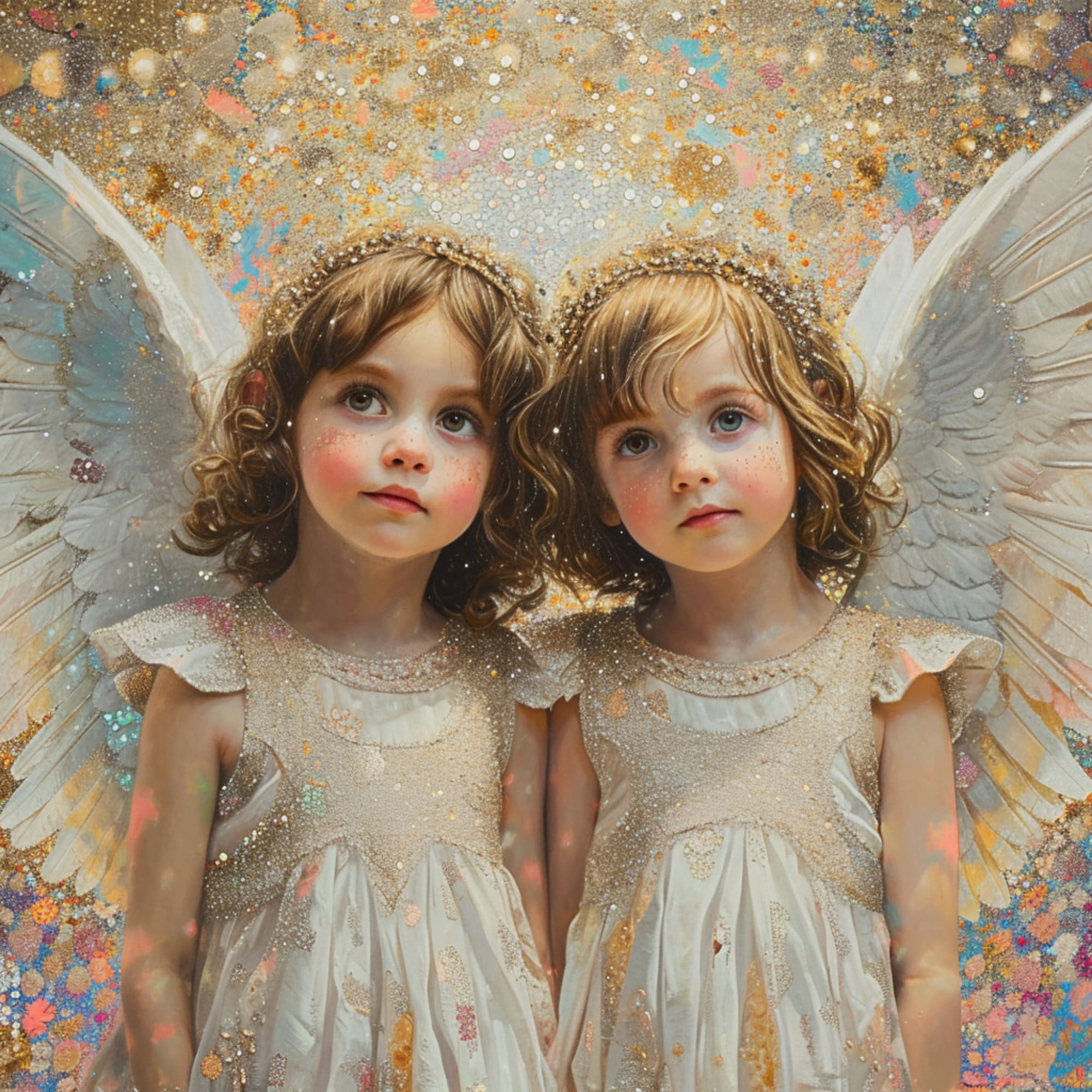 Printable Sheet of a Couple of Angels With Wings. Realistic Image, With ...