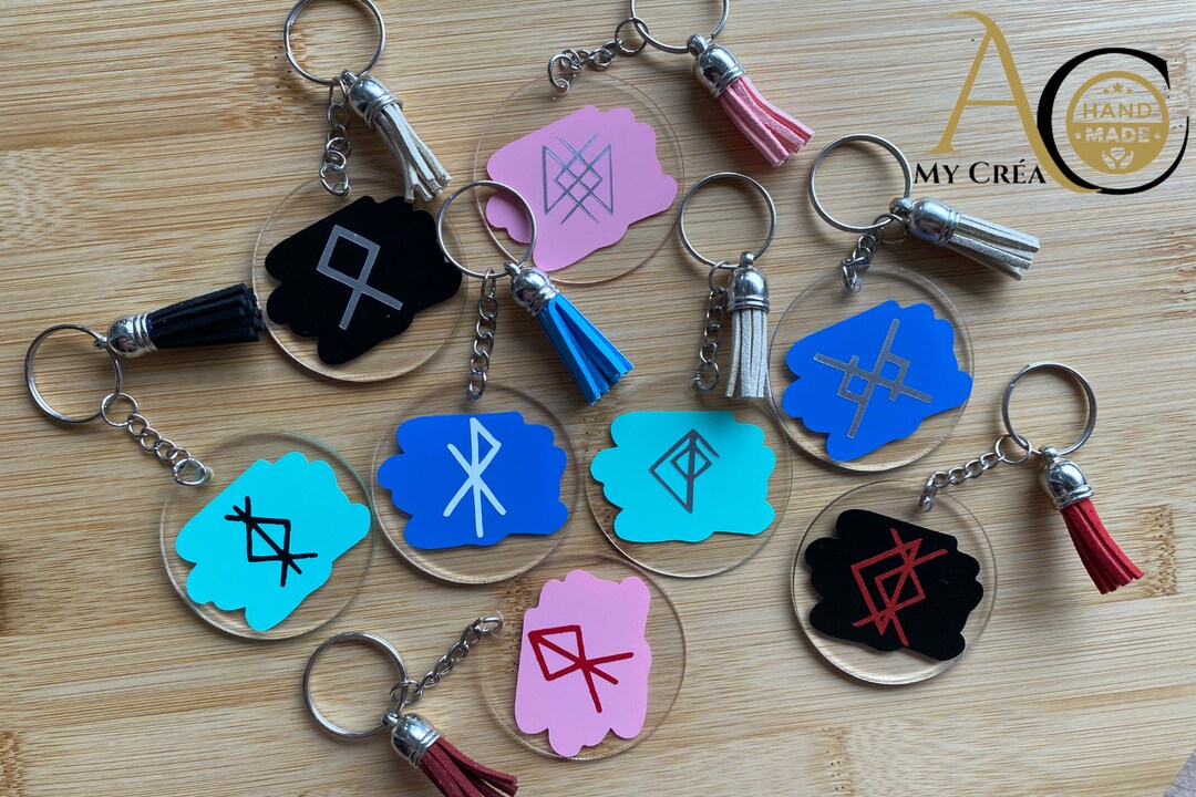 Rune Key Ring in Acrylic and Vinyl Scandinavian Viking Ideal Gift Keys ...