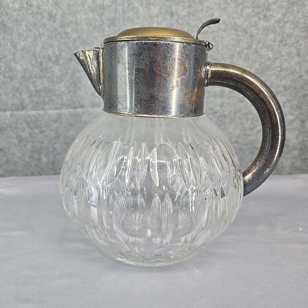 Vintage D.R.G.M. Germany Cut Chrystal & Silver Plate Pitcher With ...