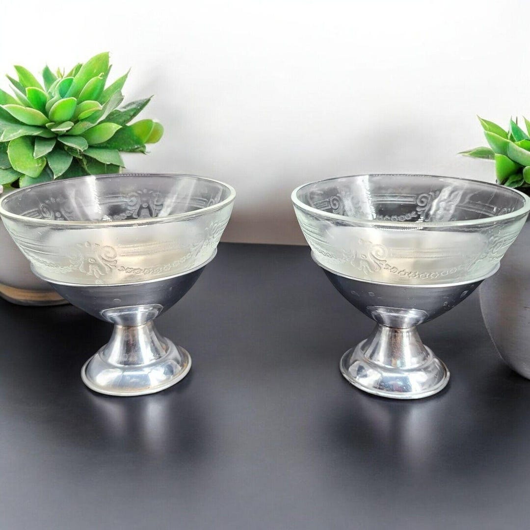 2 Macbeth Evans Ice Cream 2 Part Dishes Depression Glass Removable ...