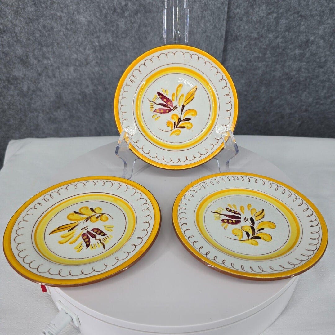 Vintage Stangl Pottery Stoneware Plates "provincial" 6" Yellow Floral ...