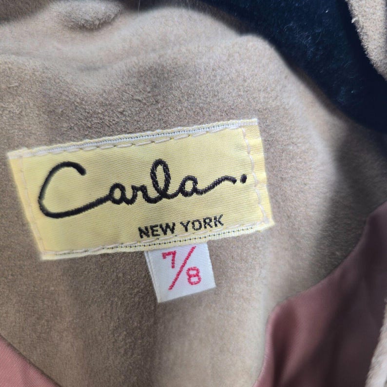 Vintage Carla New York Suede Leather Jacket Size 7/8 Beige Retro Barn ...