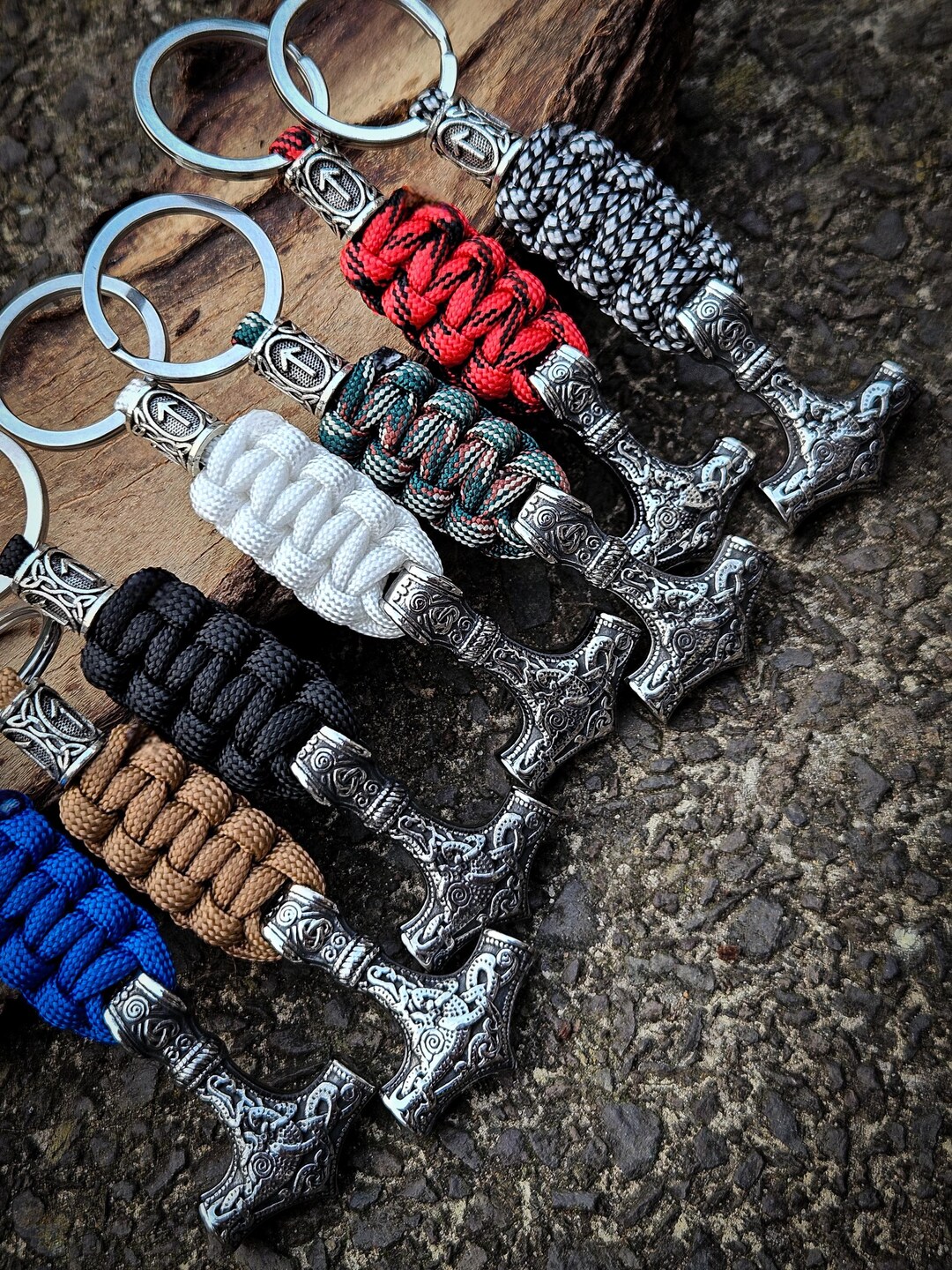 Norse Viking Keychain Thor's Hammer Totem Key Chain Power Stainless ...