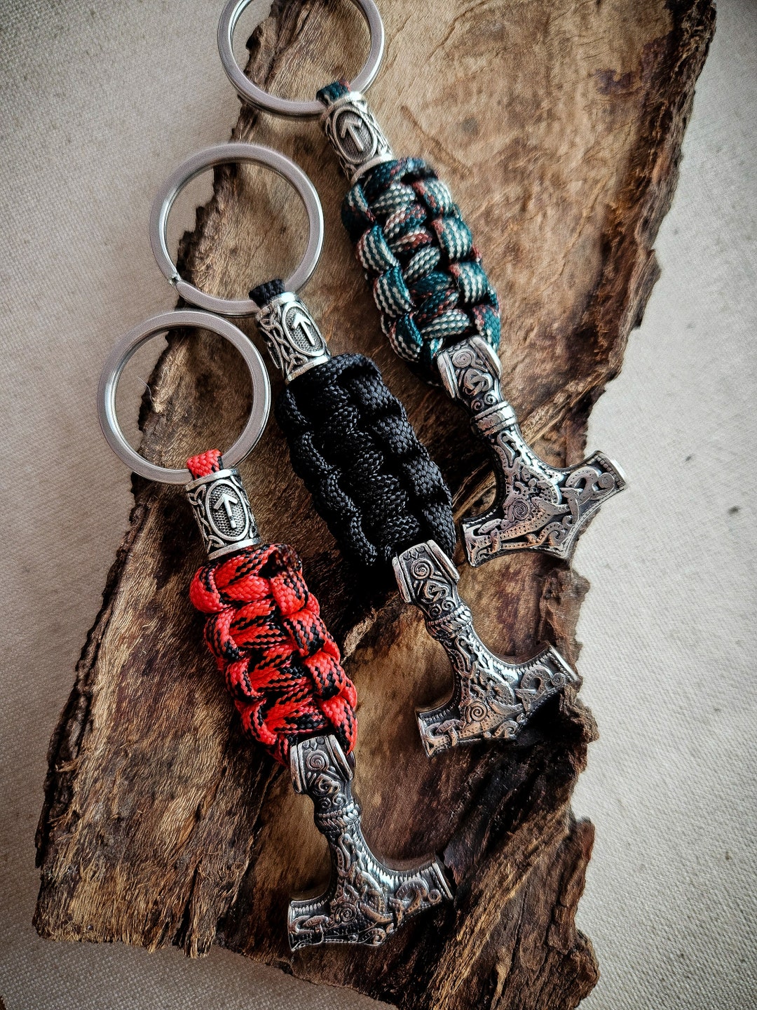 Norse Viking Keychain Thor's Hammer Totem Key Chain Power Punk ...