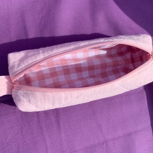 Soft Pink Makeup Bag and Pink Checkered Lining Handmade Makeup Pouch ...