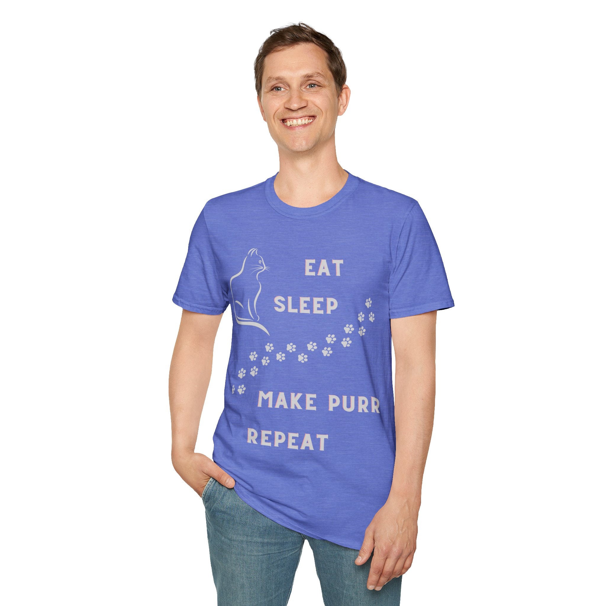 Cat Lovers Eat Sleep Make Purr Repear Unisex Softstyle T Shirt Etsy