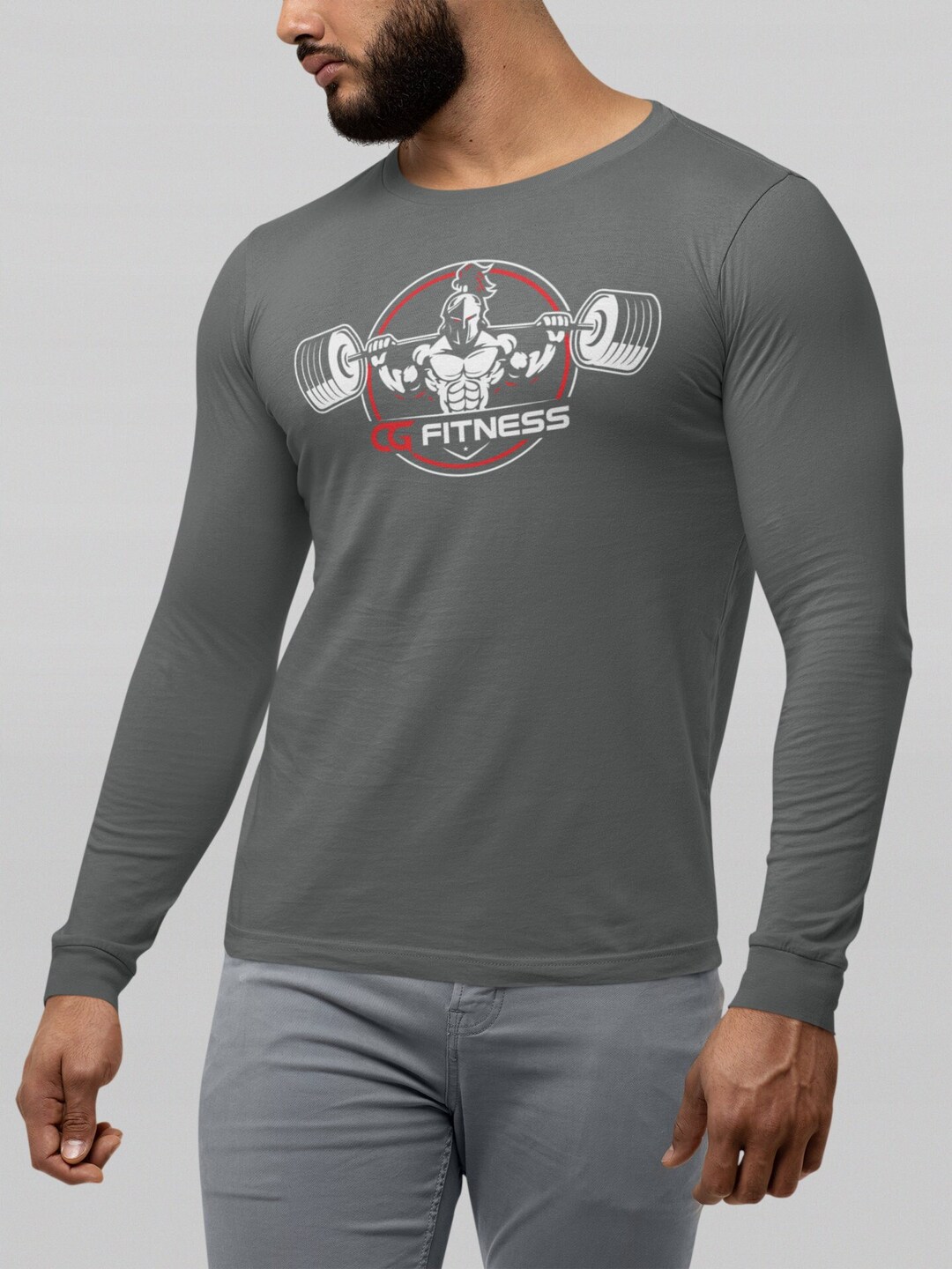 Spartan Bodybuilder Unisex Long Sleeve Tee Red White Logo Perfect for ...