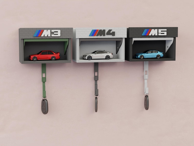 BMW M3 M4 M5 Mini Garage Key Hanger, Automatic Opening Door, Hotwheels ...