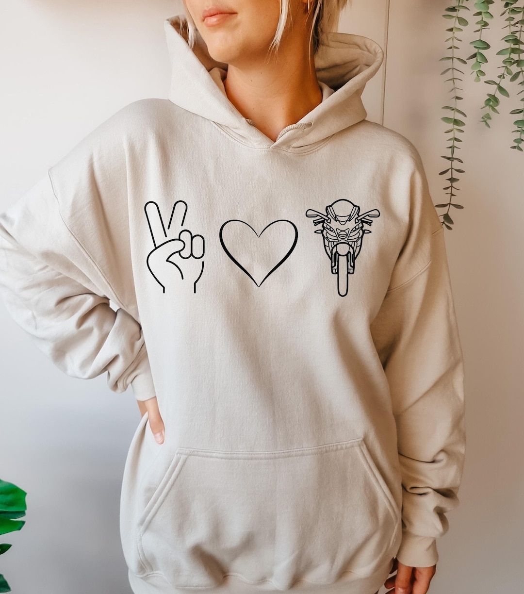 Peace Love Bike, Female Motorcycle Rider Hoodie, Biker Sweater, Hot ...