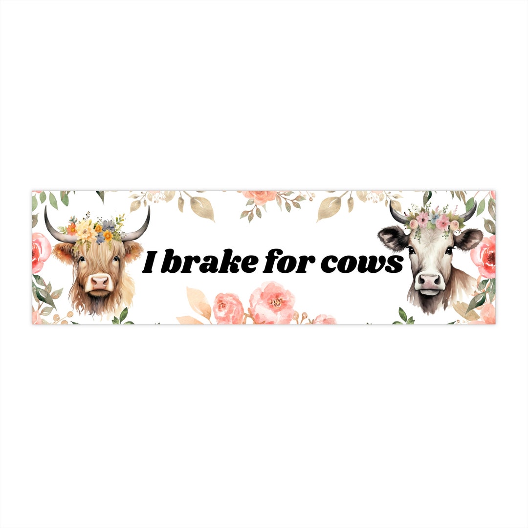 Bumper Stickers, I Brake for Cows, Bumper Stickers, Cow Lover, I Love ...