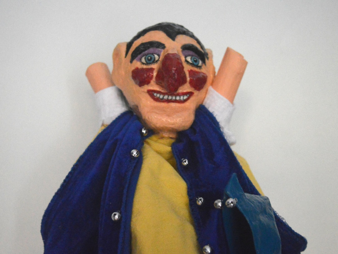Mr. Punch Traditional Hand Puppet Paper-mâché Head Wood Hands Handmade ...