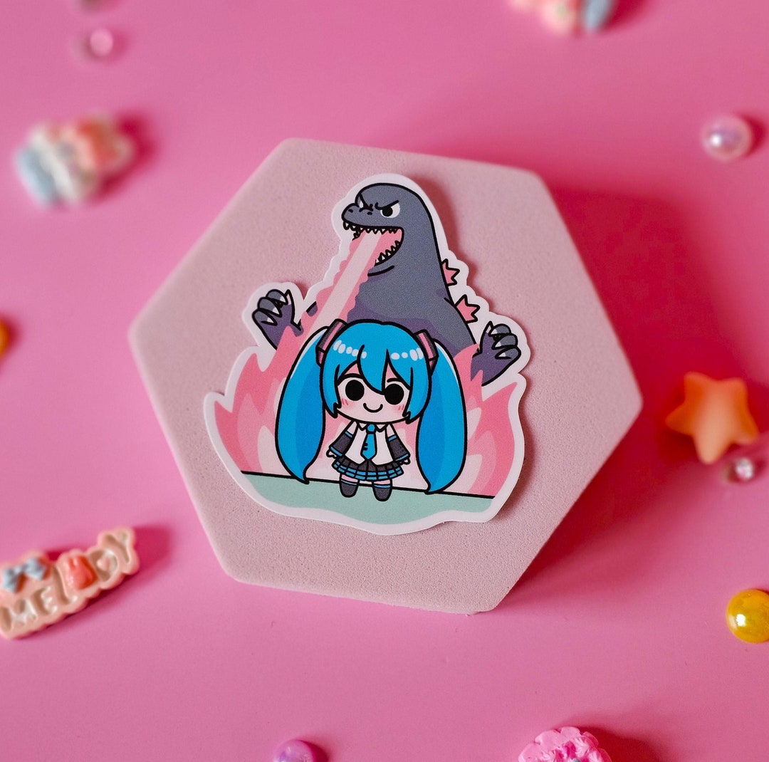 Miku Godzilla Duo Destruction Waterproof Vinyl Sticker - Etsy