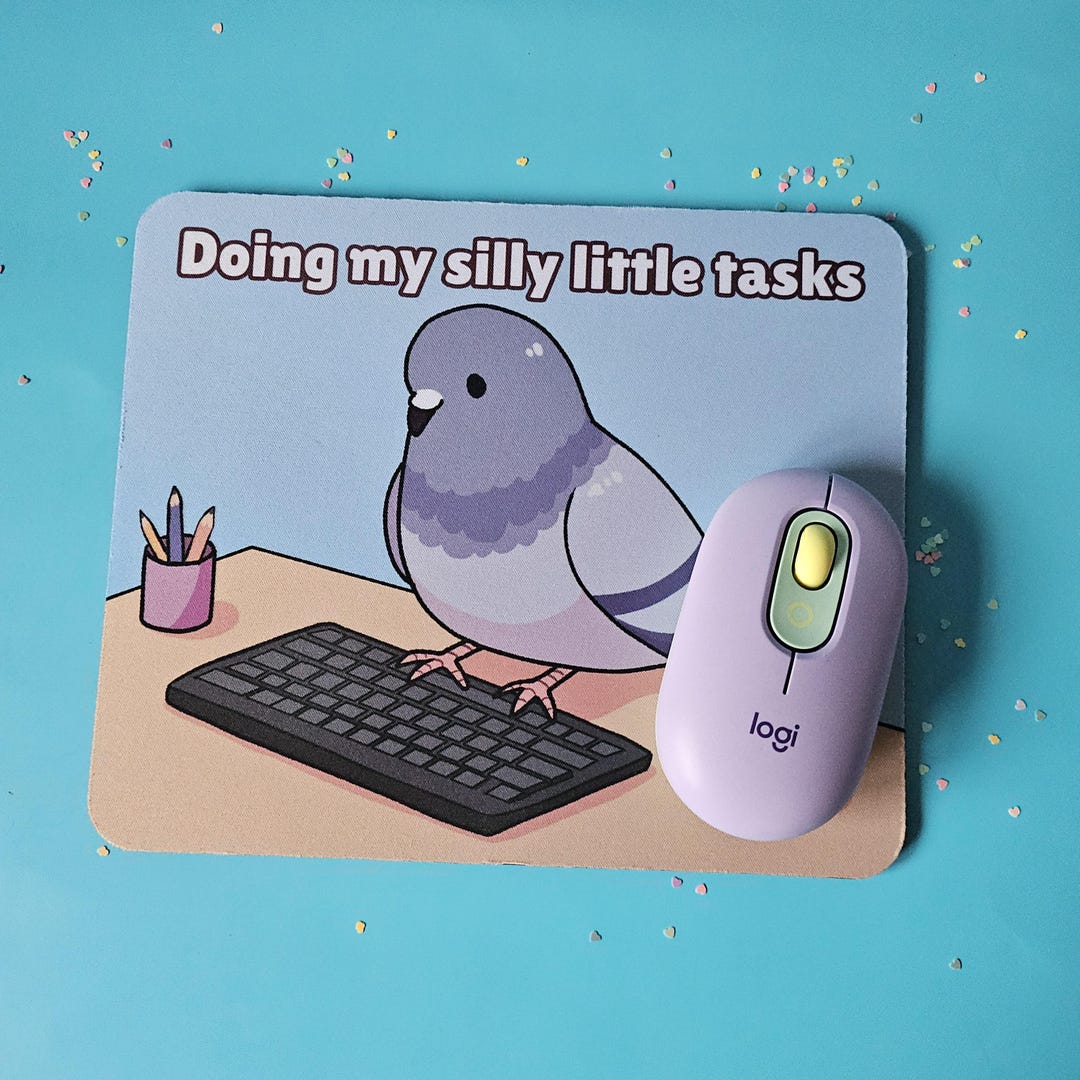 Doing My Silly Little Tasks Pigeon Mousepad | Desk Accessories for Work ...
