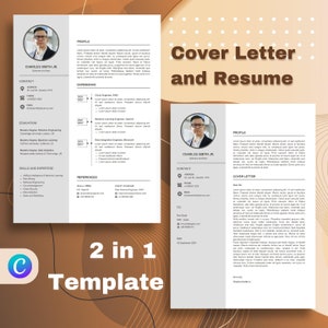 ATS Friendly Resume With Cover Letter, Editable in Canva - Etsy