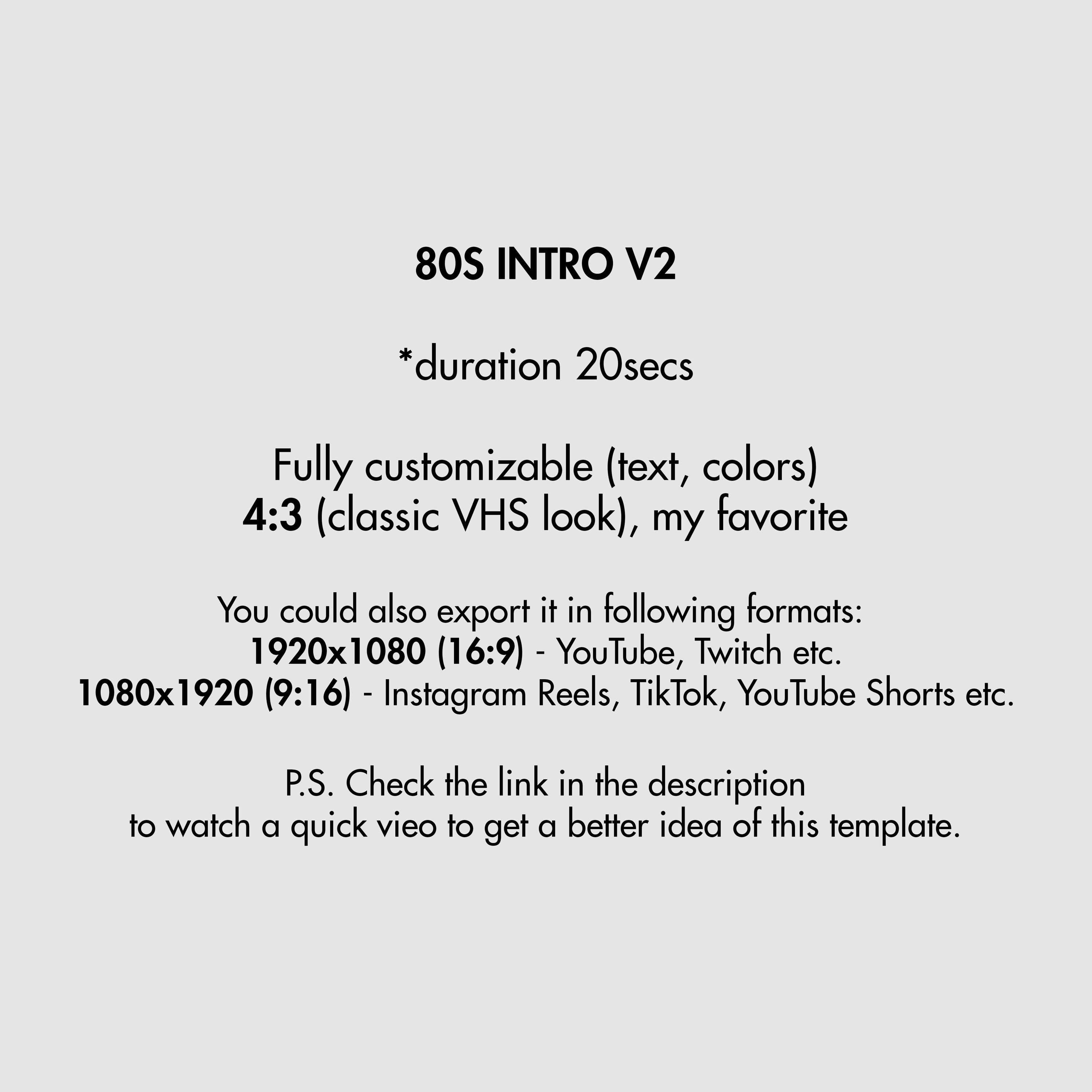 80s Style Editable Video Intro - VHS Look (digital Download) - Etsy