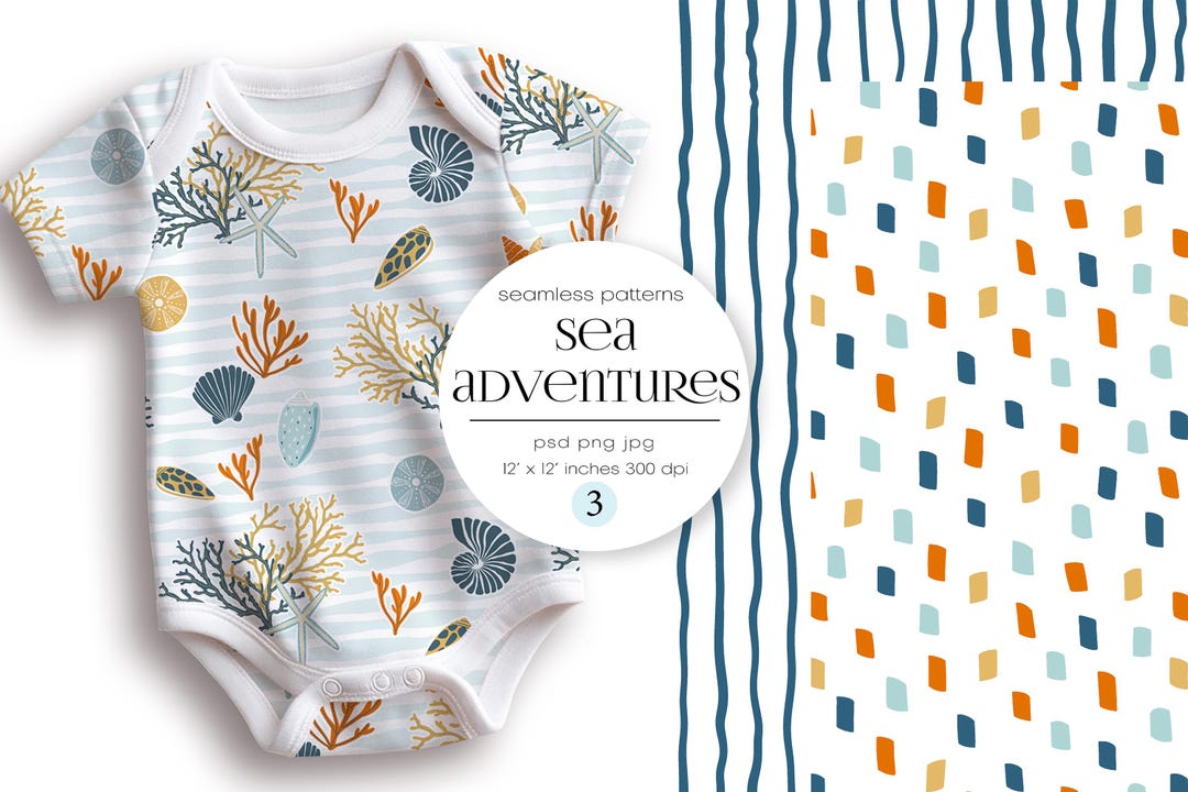 Sea Adventures – 3 Seamless Kids Patterns - Etsy