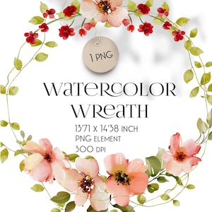 Watercolor Floral Wreath, Spring Flowers Floral Garden Elements PNG ...