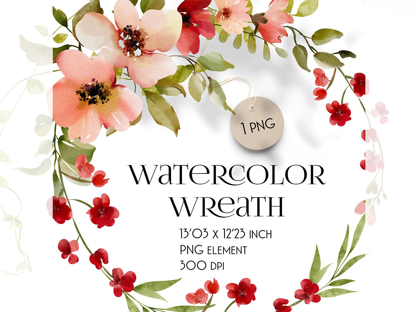 Watercolor Floral Wreath, Spring Flowers Floral Garden Elements PNG ...