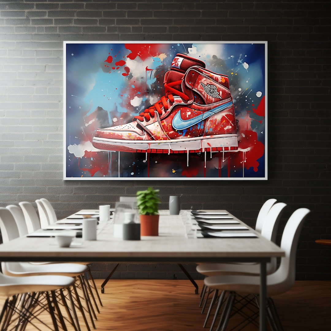 Jordan Graffiti Canvas Wall Art, Air Jordan 1 Canvas Wall Art, Graffiti ...