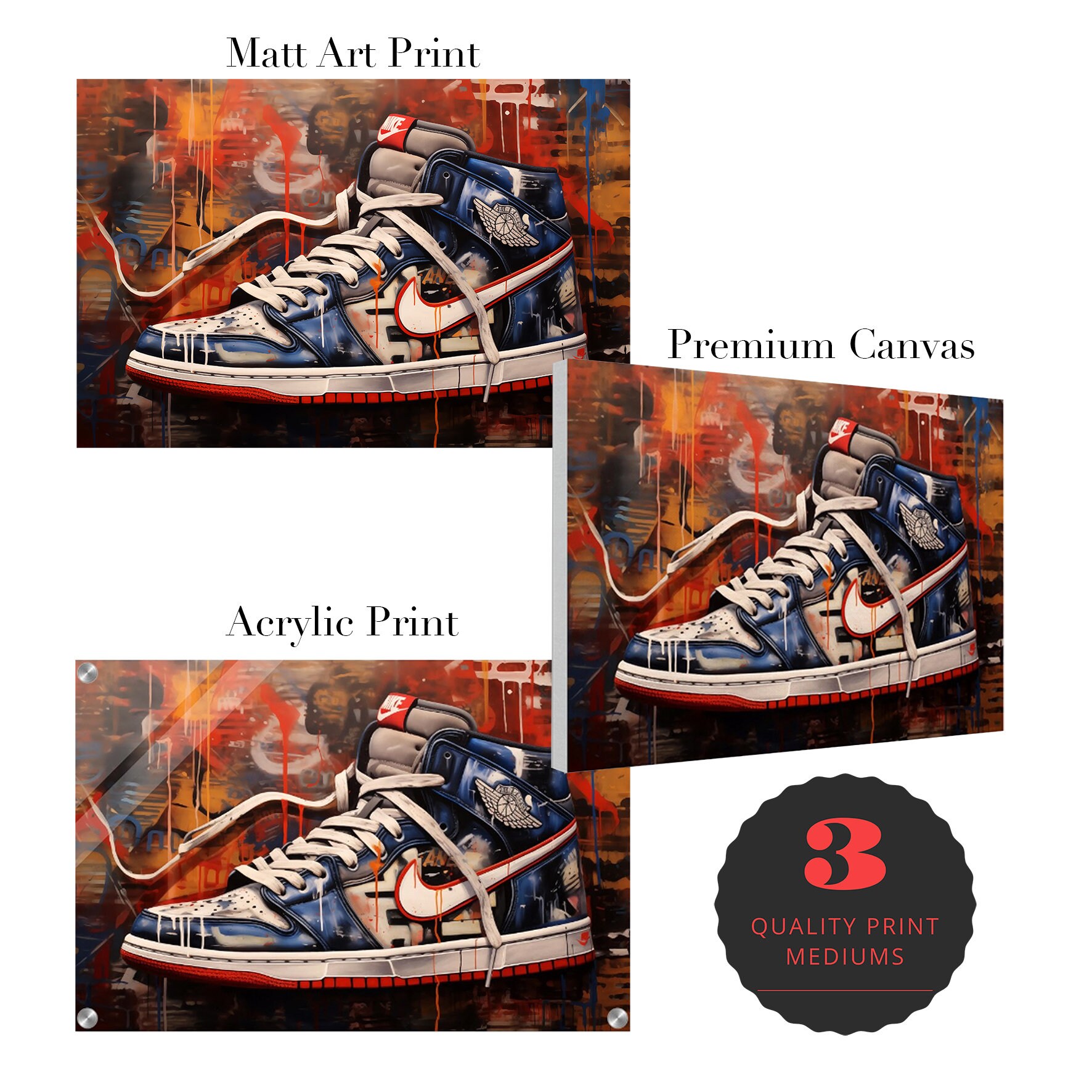 Jordan Graffiti Canvas Wall Art, Air Jordan Canvas Wall Art, Jordan 1 ...
