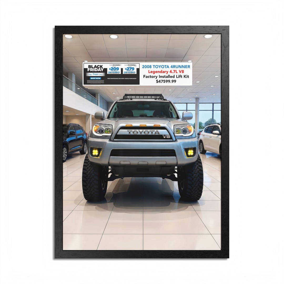 Toyota 4runner Truck Front View Framed Poster | Off-road Vehicle Wall ...
