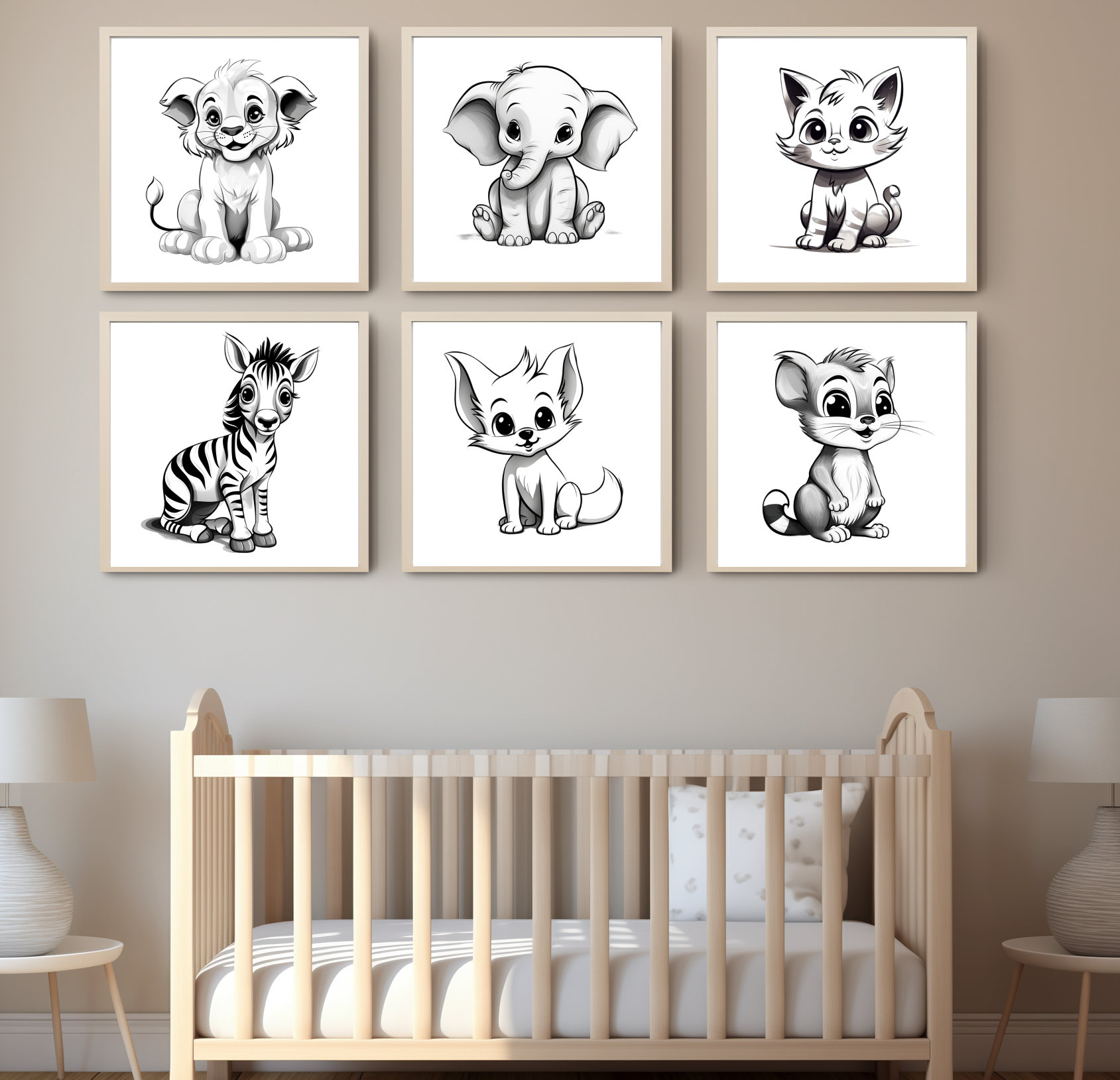 Cute Baby Animal Prints, Nursery Decor, Set of 6, Various Animals ...