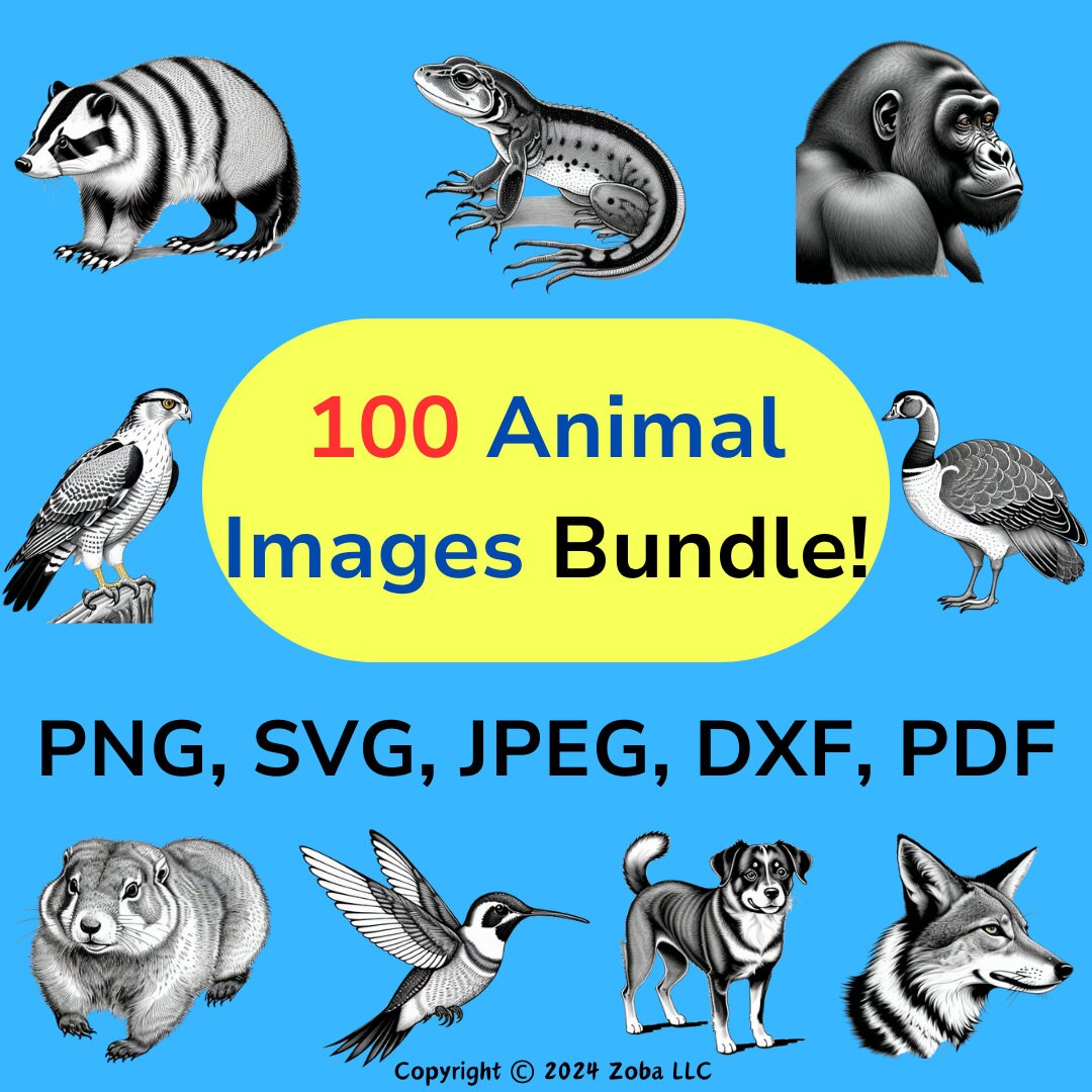 100 Animals Bundle - Svg, Dxf, Png, Pdf, Jpeg Files for Cricut, Laser ...