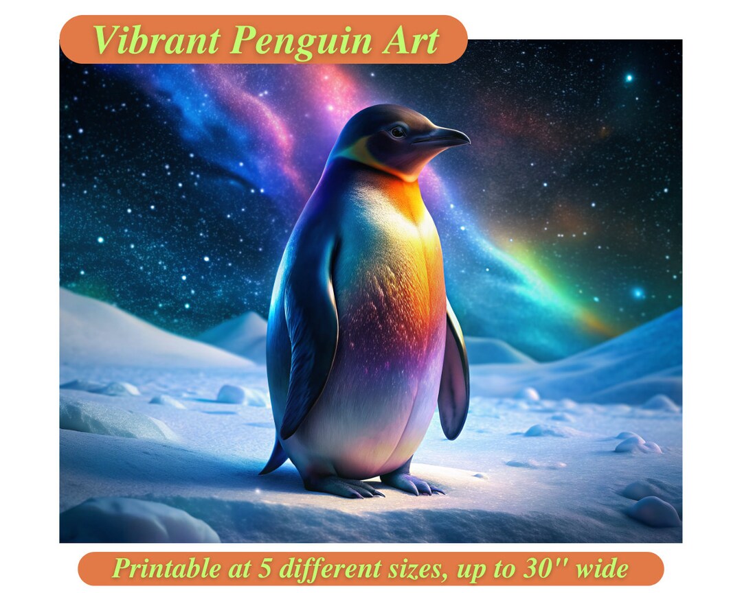 Vibrant Penguin Print, for Room Decor, Printable Animal, Animal Poster ...