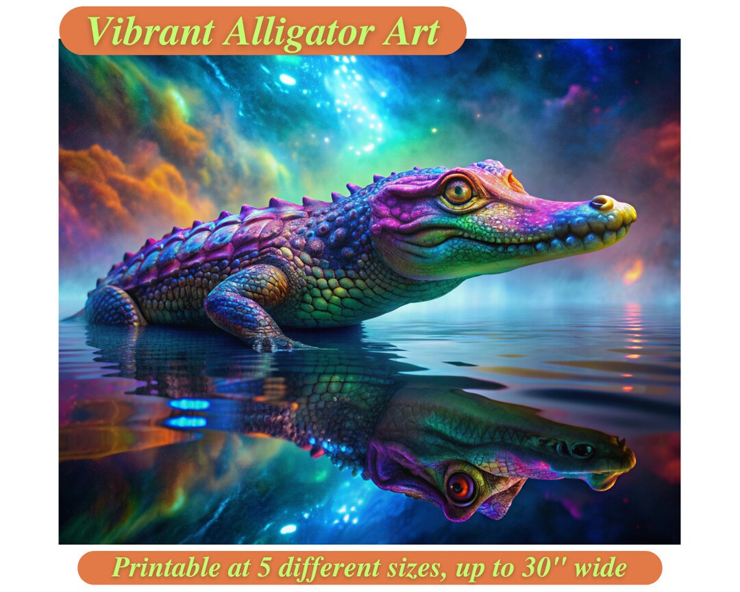 Vibrant Alligator Print, Any Decor, Printable Animal, Animal Poster ...