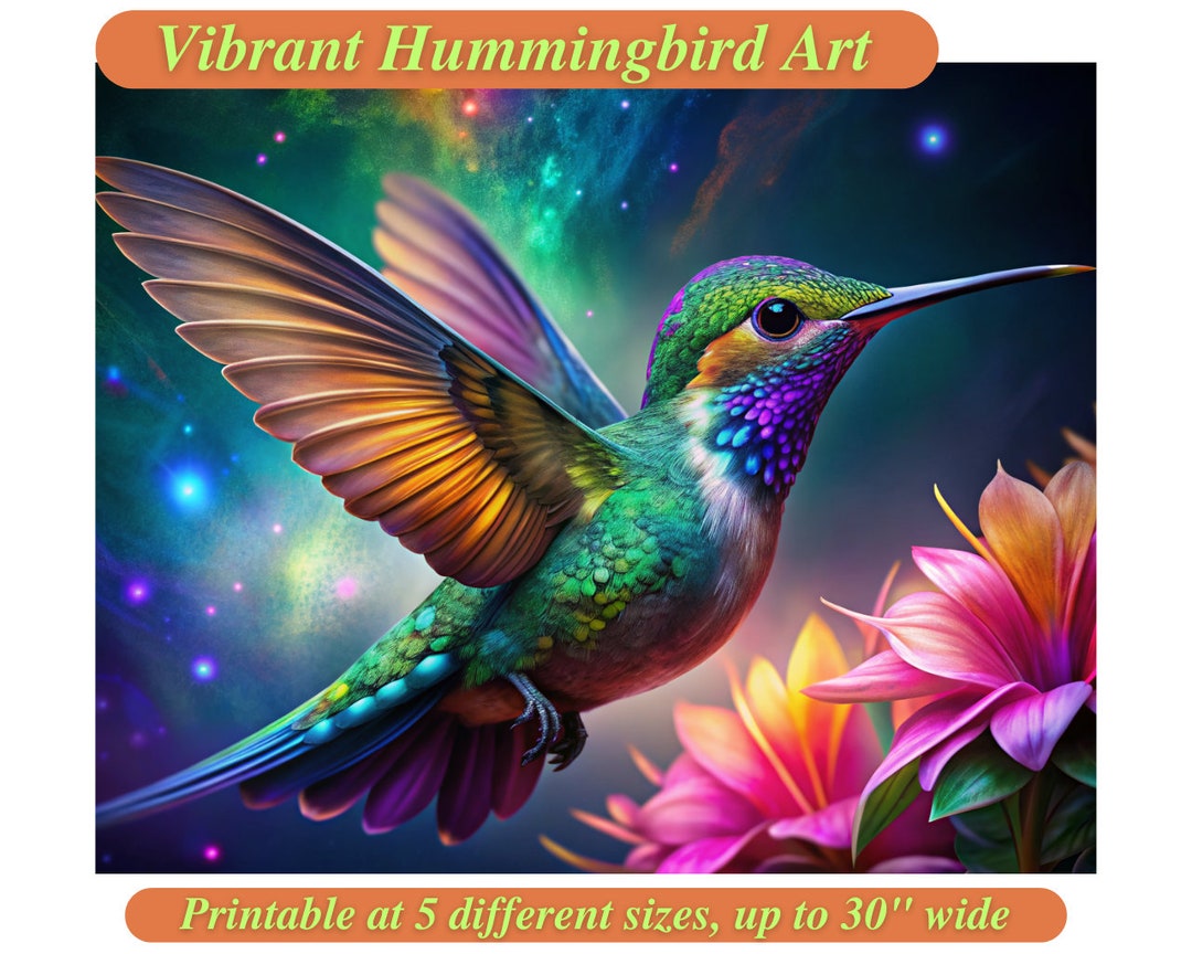 Vibrant Hummingbird Print, Printable Animal, Animal Poster, Hummingbird ...