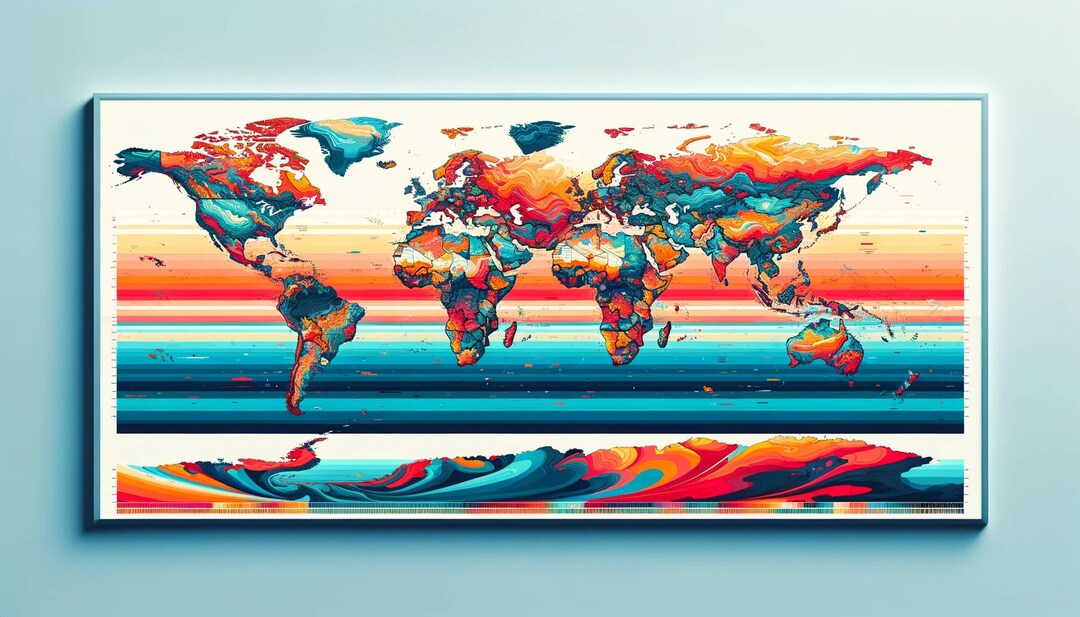 Abstract World Map Art - Etsy