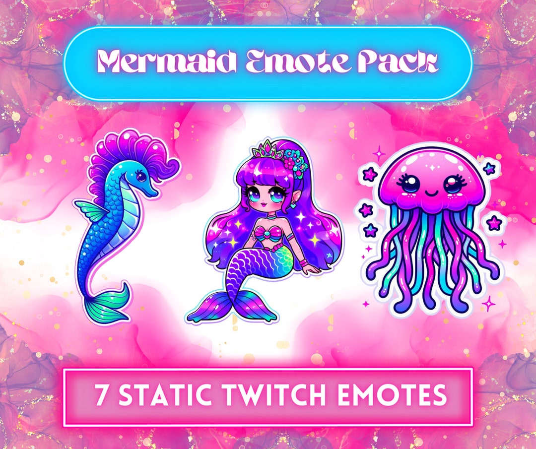 Mermaid Twitch Emote Pack of 7 Emotes - Etsy