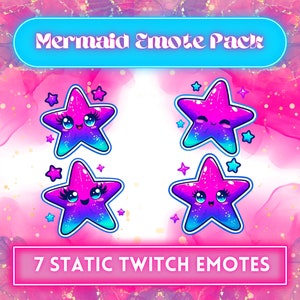Mermaid Twitch Emote Pack of 7 Emotes - Etsy