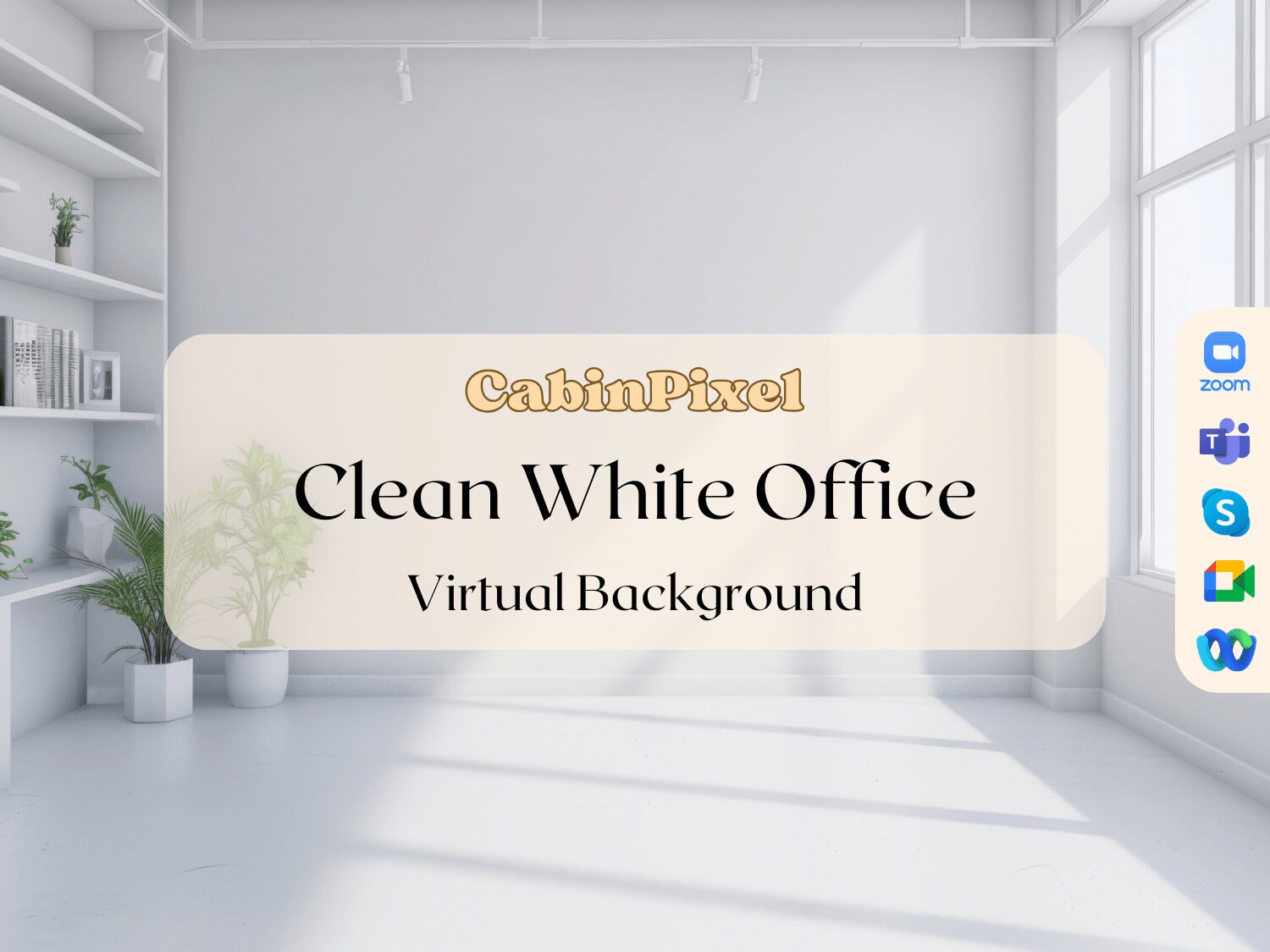 Digital Background - Clean White Virtual Office - for Zoom Teams Google ...