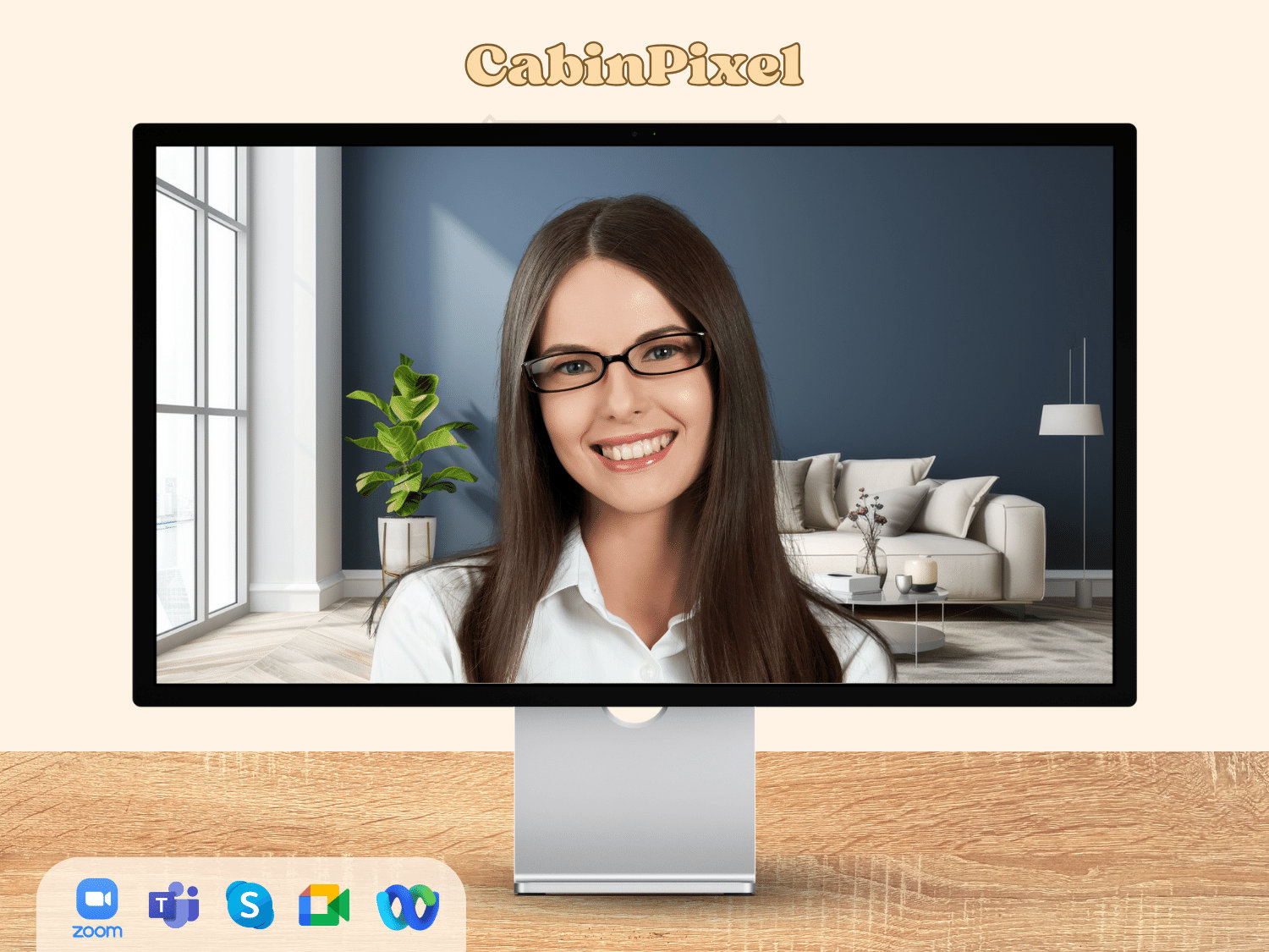 Modern Clean Living Room - Virtual Digital Background - Zoom Teams ...