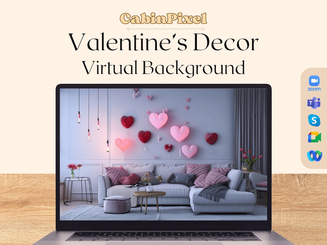 Valentine's Day Digital Zoom Virtual Background - Subtle Valentine's ...