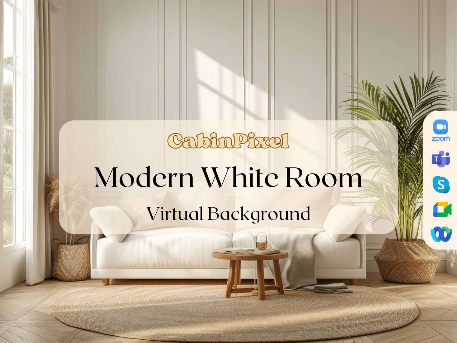 Digital Background - Modern Minimalistic White Room Virtual Office ...