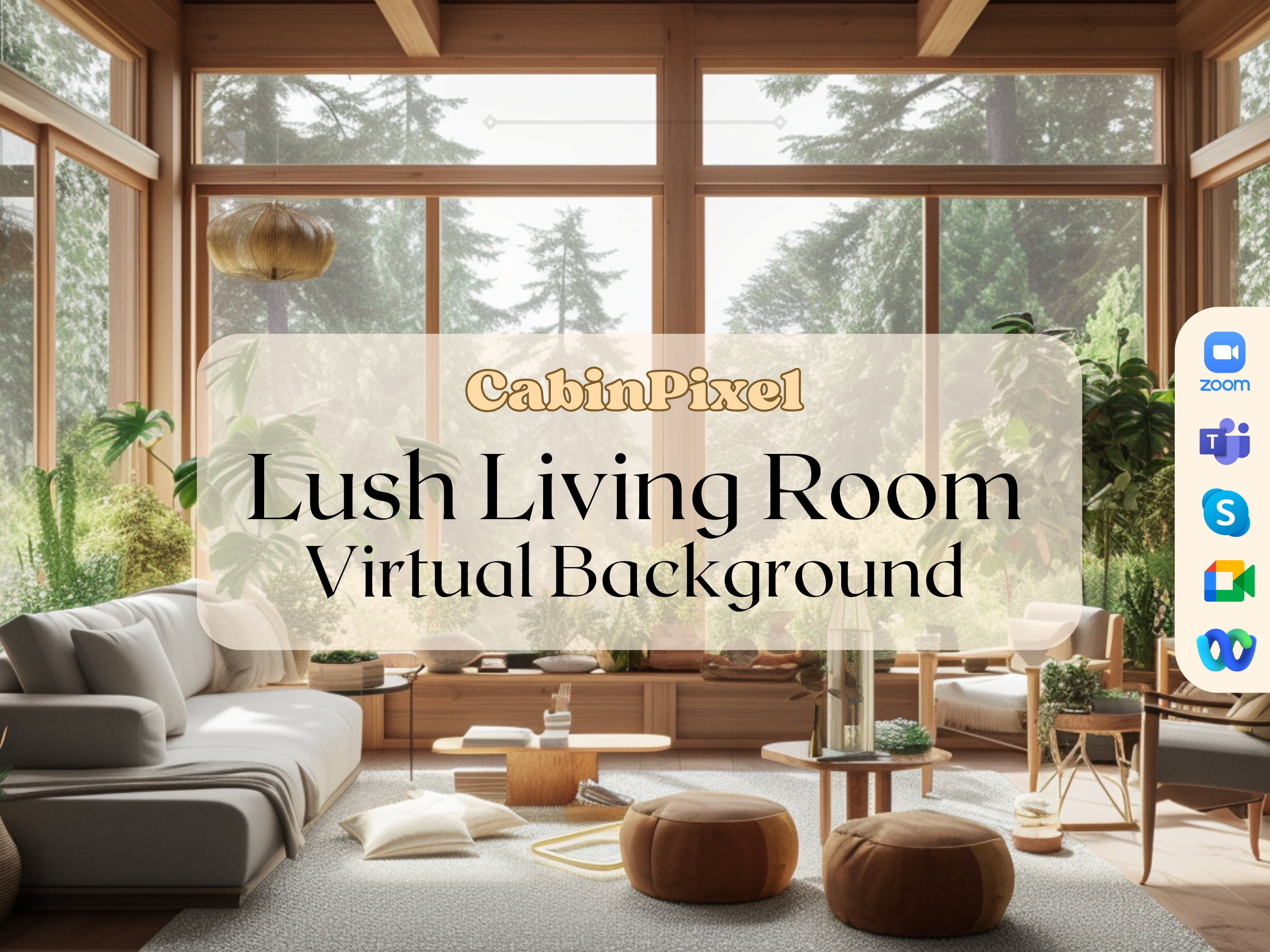 Lush Living Room - Digital Virtual Background - Zoom Teams Skype Meet ...