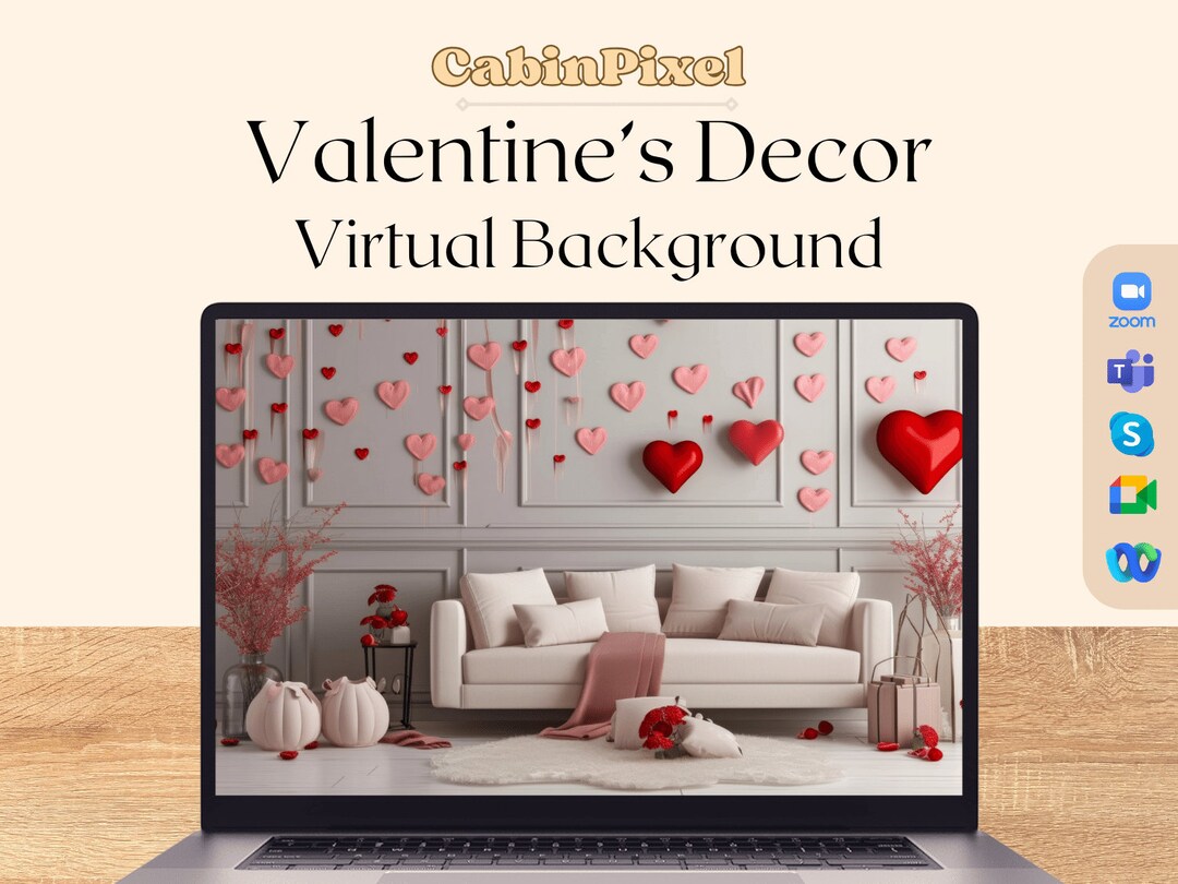 Valentine's Decor Theme Digital Background for Teams, Zoom, Skype ...