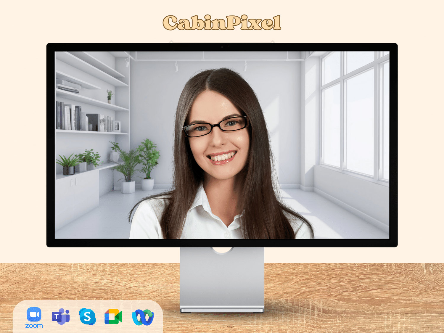 Digital Background - Clean White Virtual Office - for Zoom Teams Google ...