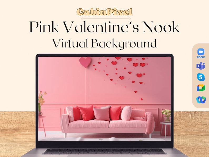Pink Valentine's Day Theme Digital Background for Teams, Zoom, Skype ...