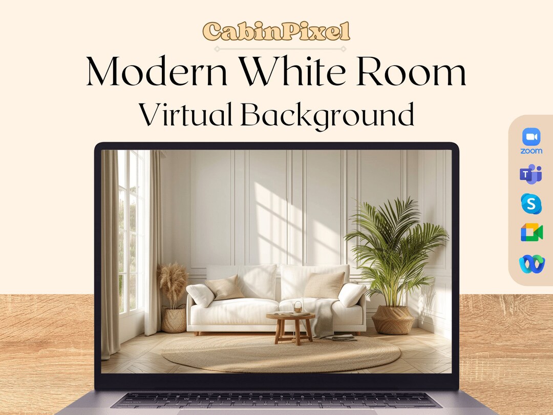Digital Background - Modern Minimalistic White Room Virtual Office ...