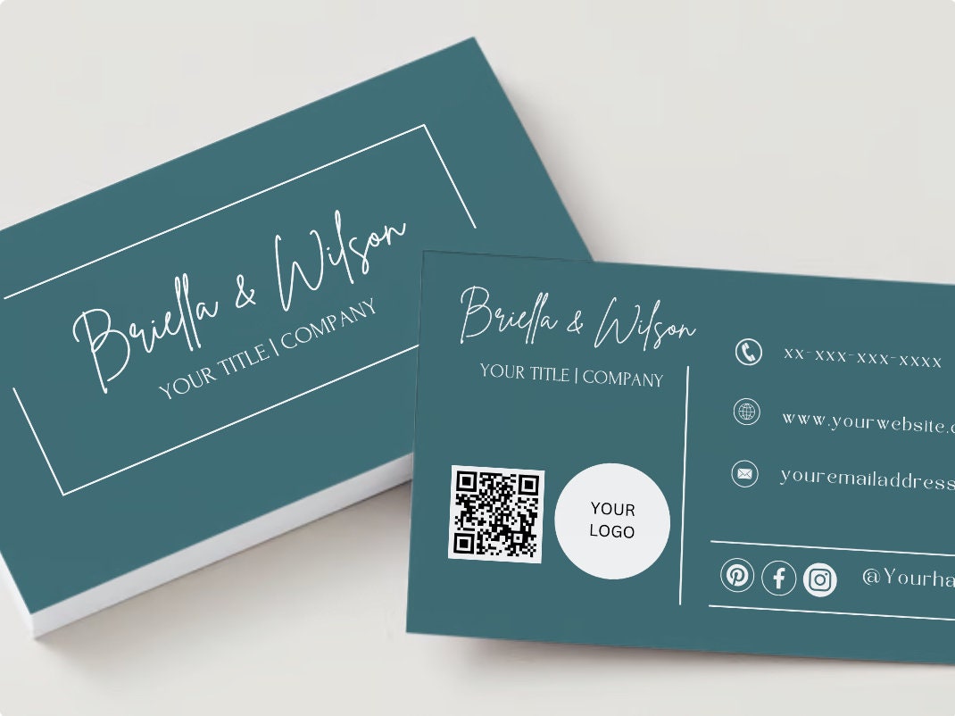 Editable QR Code Business Card Instant Download, Printable DIY Template ...
