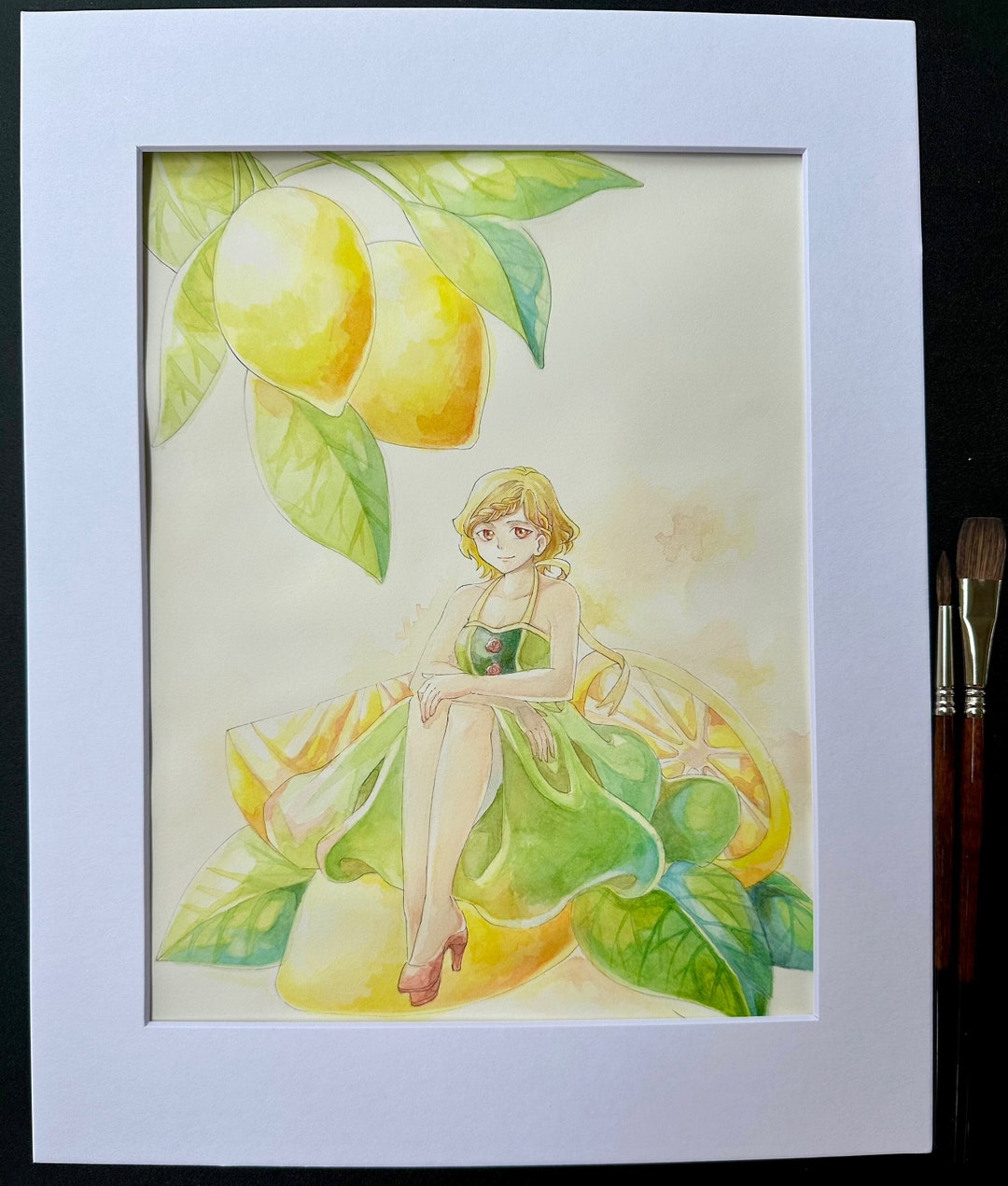 Lemon Girl Anime/manga Styled Original Artwork Original Watercolor - Etsy